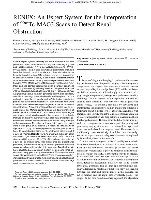(PDF) RENEX: an expert system for the interpretation of 99mTc-MAG3 ...