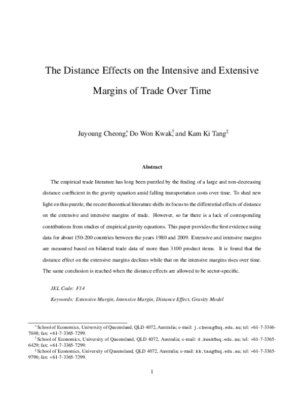 (PDF) The distance effects on the intensive and extensive margins of ...