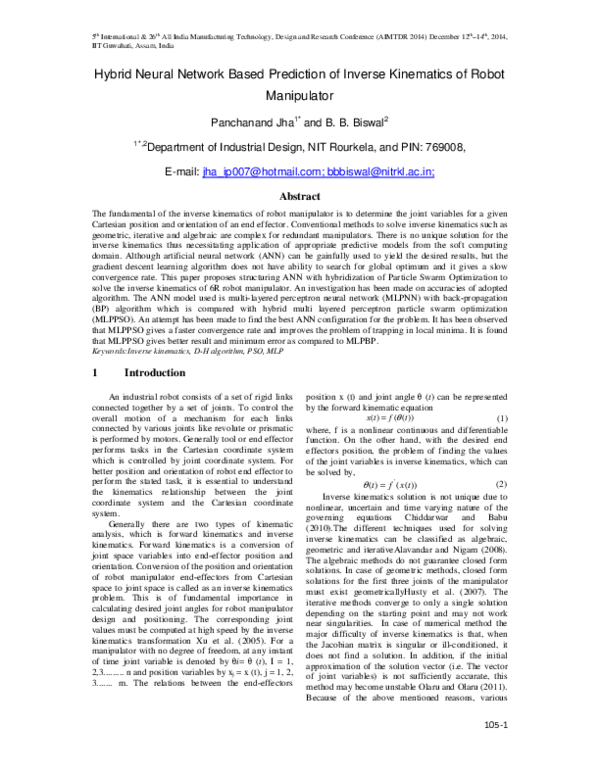 Hybrid Neural Network Based Prediction Of Inverse Kinematics Of Robot Manipulator 