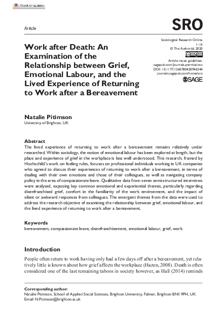 (PDF) Work after Death: An Examination of the Relationship between ...