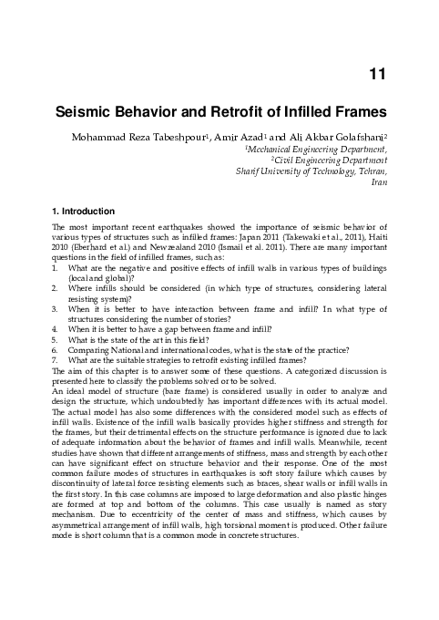 (PDF) Seismic Behavior and Retrofit of Infilled Frames