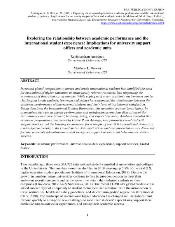 (PDF) Exploring the relationship between academic performance and the ...