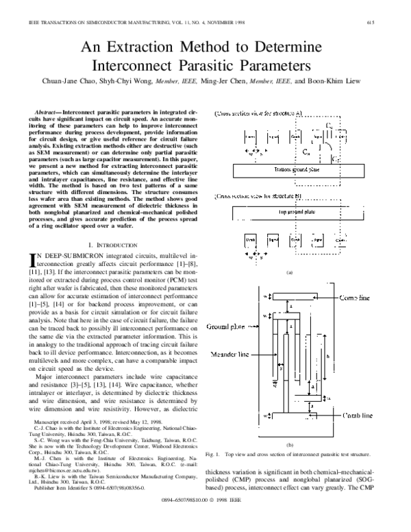 Pdf An Extraction Method To Determine Interconnect Parasitic Parameters