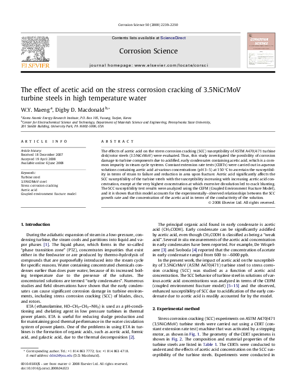 (PDF) The effect of acetic acid on the stress corrosion cracking of 3 ...