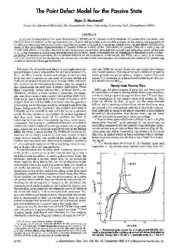 (PDF) The Point Defect Model for the Passive State