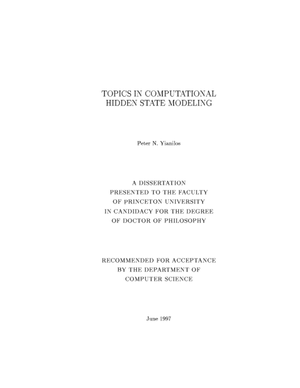 (PDF) Topics in computational hidden state modeling
