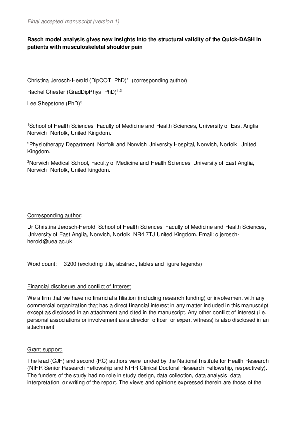 (PDF) Rasch Model Analysis Gives New Insights Into the Structural ...