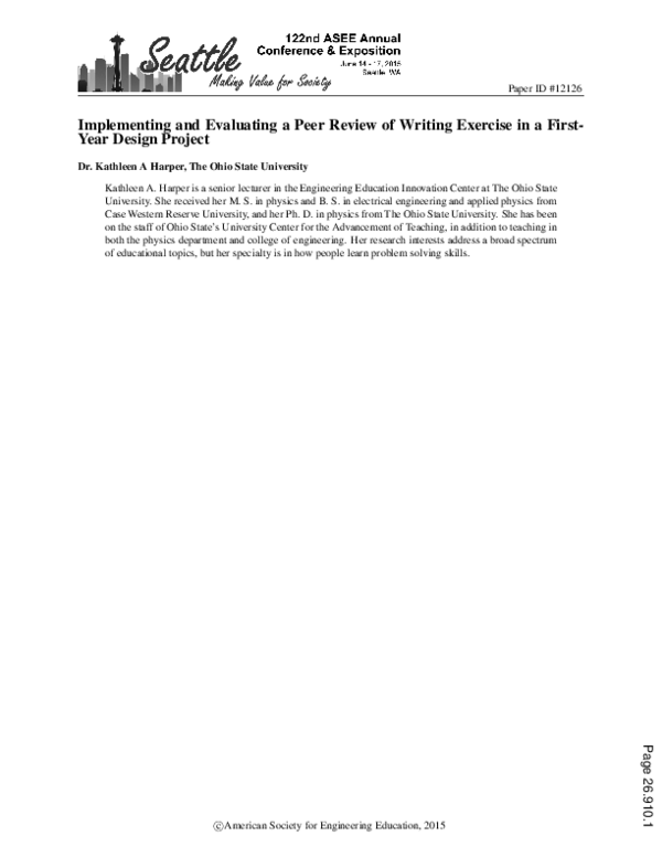 (PDF) Implementing and Evaluating a Peer Review of Writing Exercise in ...