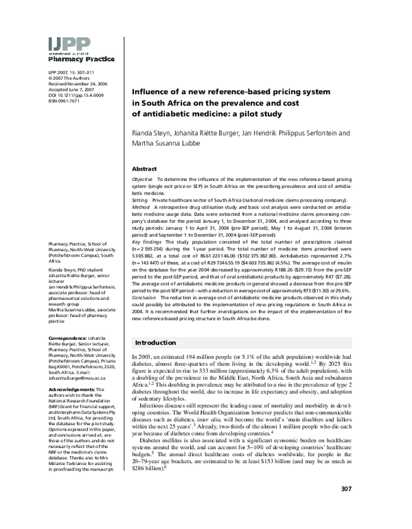 (PDF) Influence of a new reference-based pricing system in South Africa ...