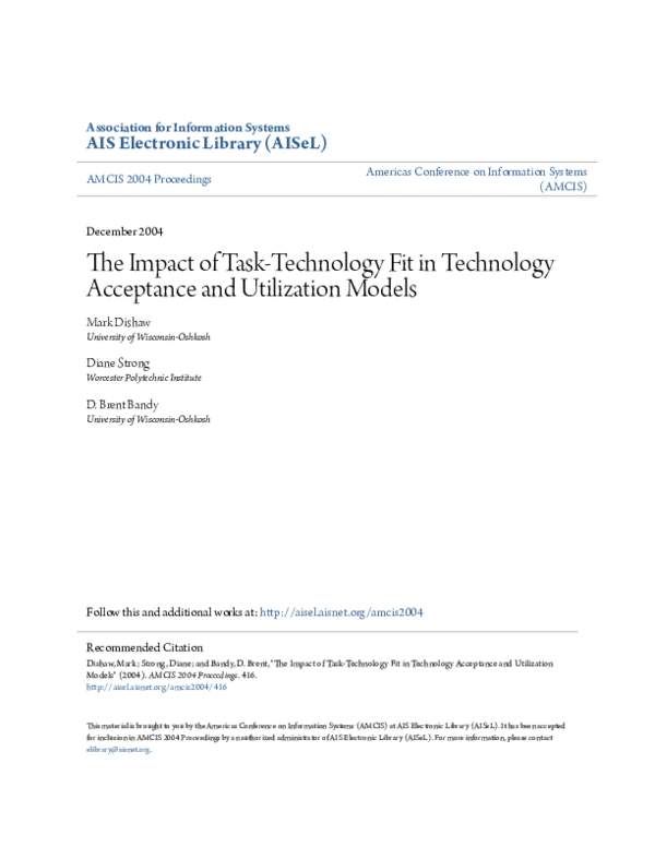 (PDF) The Impact of Task-Technology Fit in Technology Acceptance and ...