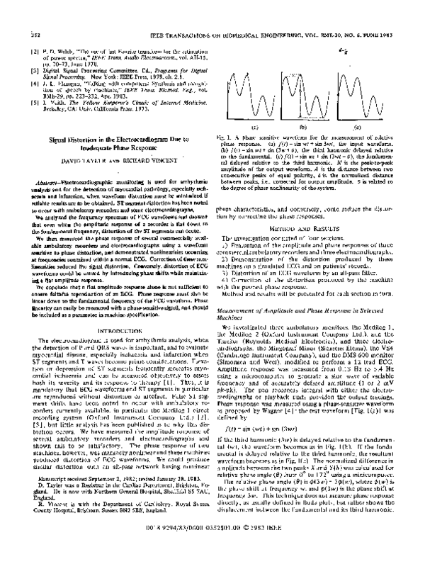 (PDF) ECG Signal Distortion from Phase Response Issues
