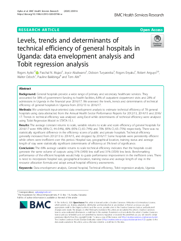 (PDF) Levels, Trends and Determinants of Technical Efficiency of ...