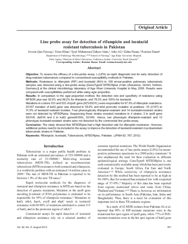 (PDF) Line probe assay for detection of rifampicin and isoniazid ...