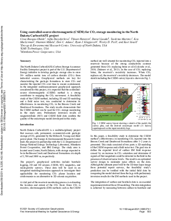 Pdf Using Controlled Source Electromagnetic Csem For Co2 Storage