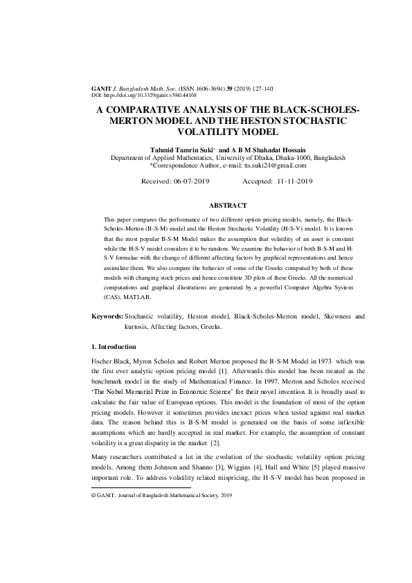 (PDF) A Comparative Analysis of the Black-Scholes- Merton Model and the ...