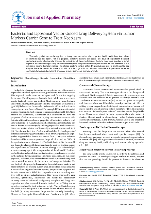 (PDF) Bacterial and Liposomal Vector Guided Drug Delivery System via ...