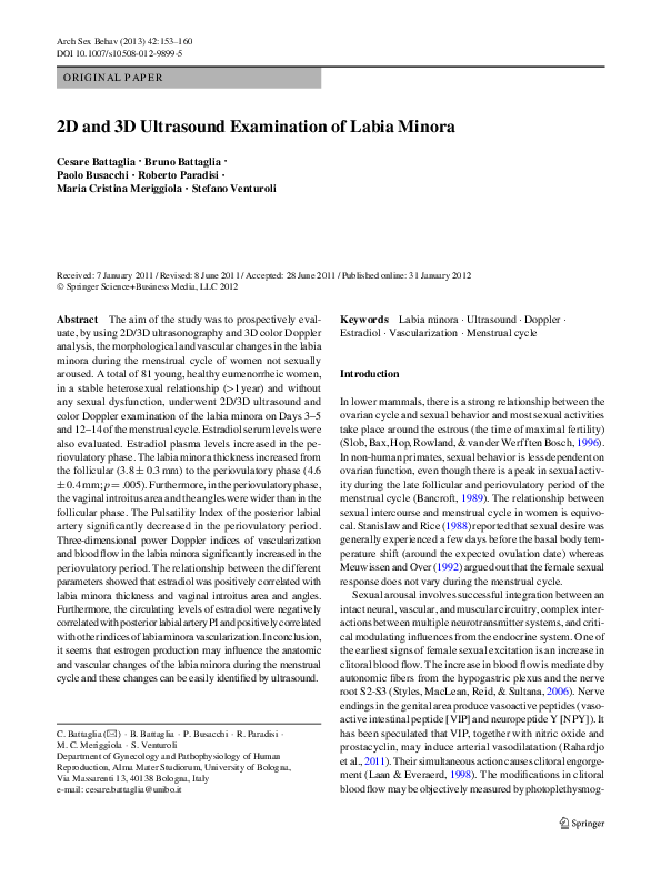 (PDF) 2D and 3D Ultrasound Examination of Labia Minora
