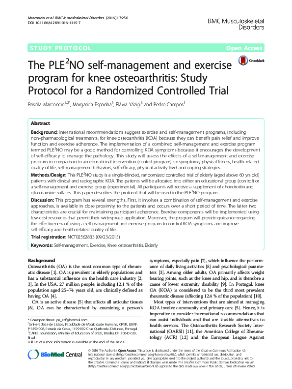 (PDF) The PLE(2)NO self-management and exercise program for knee ...