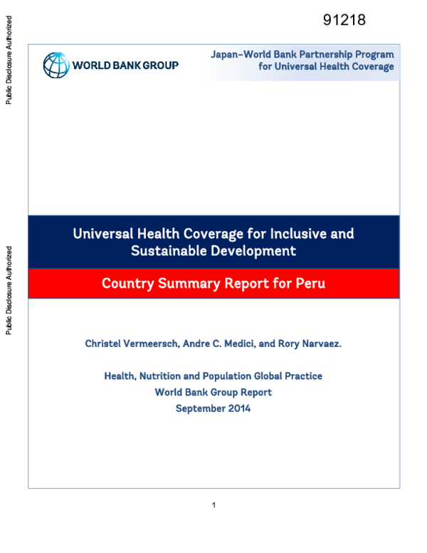 (PDF) Peru - Universal health coverage for inclusive and sustainable ...