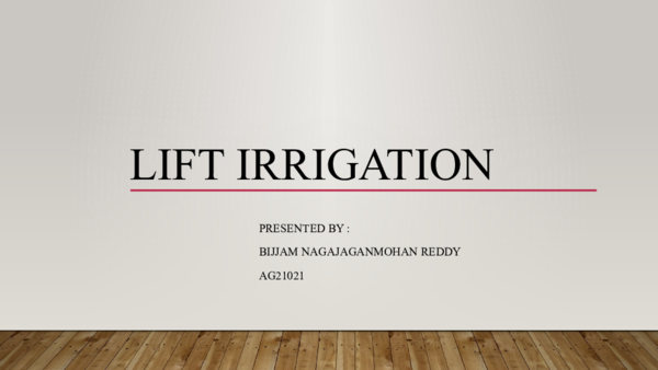 (PPT) LIFT IRRIGATION