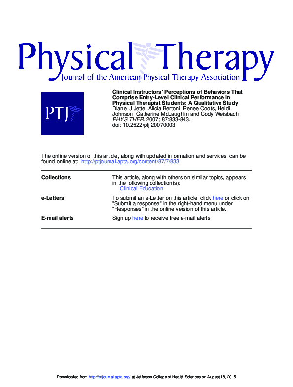(PDF) Clinical Instructors' Perceptions of Behaviors That Comprise ...