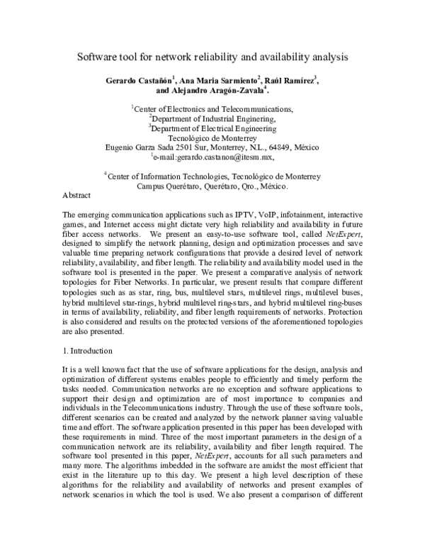 (PDF) NetExpert: Analyzing Network Reliability & Availability