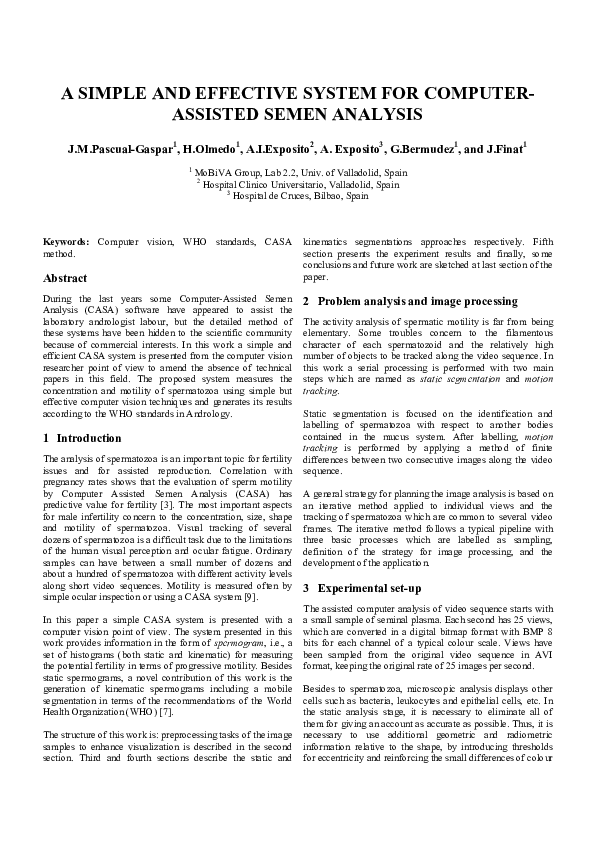 (PDF) A simple and effective system for computer-assisted semen analysis