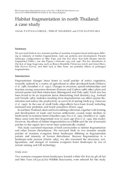 (PDF) Habitat fragmentation in north Thailand: a case study