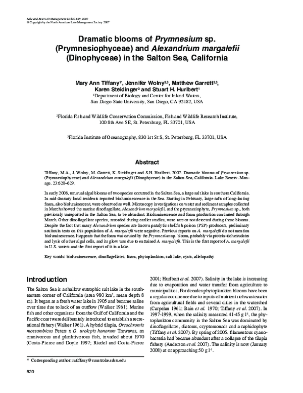 (PDF) Dramatic blooms of Prymnesium sp. (Prymnesiophyceae) and ...