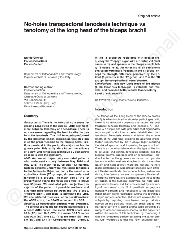 (PDF) No-holes transpectoral tenodesis technique vs tenotomy of the ...