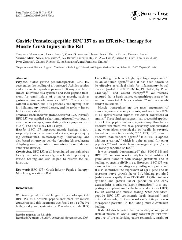 (PDF) Gastric pentadecapeptide BPC 157 as an effective therapy for ...