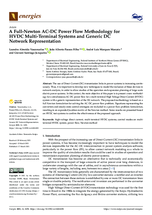 (PDF) A Full-Newton AC-DC Power Flow Methodology for HVDC Multi-Terminal Systems and Generic DC ...