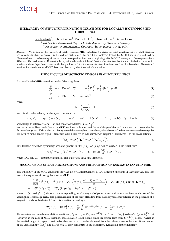 Pdf Hierarchy Of Structure Function Equations For Locally Isotropic