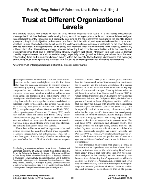 (PDF) Trust at different organizational levels