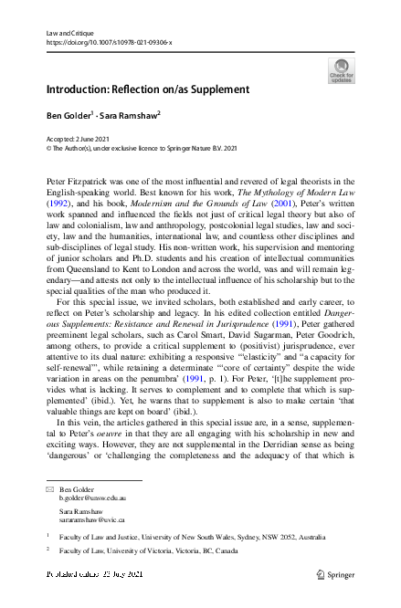 (PDF) Introduction: Reflection on/as Supplement