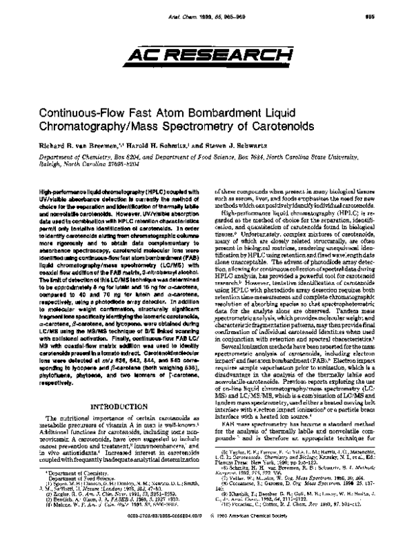 (PDF) Continuous-flow fast-atom-bombardment liquid chromatography/mass ...