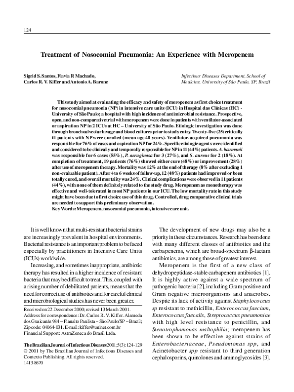 (PDF) Treatment of nosocomial pneumonia: an experience with meropenem