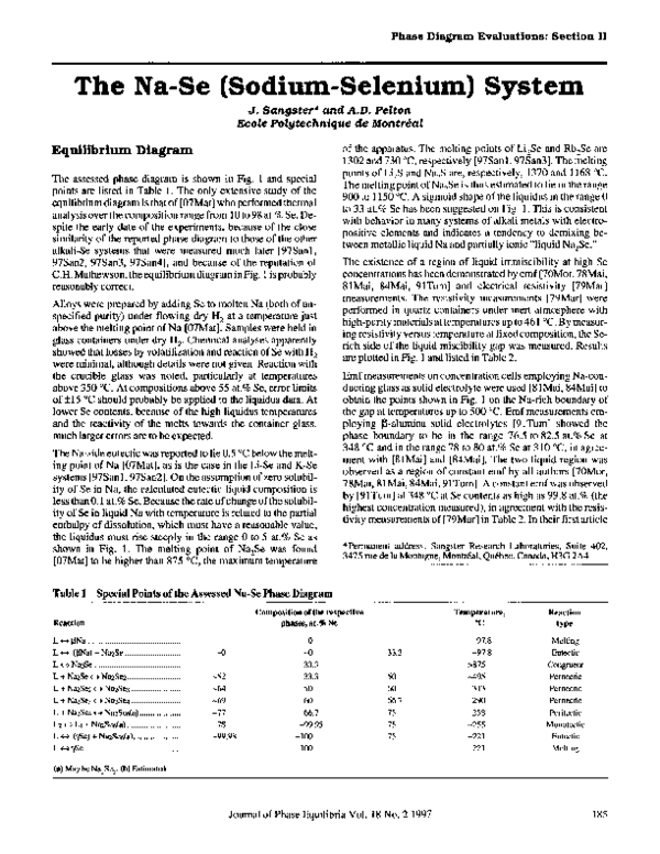 (PDF) The Na-Se (Sodium-Selenium) System