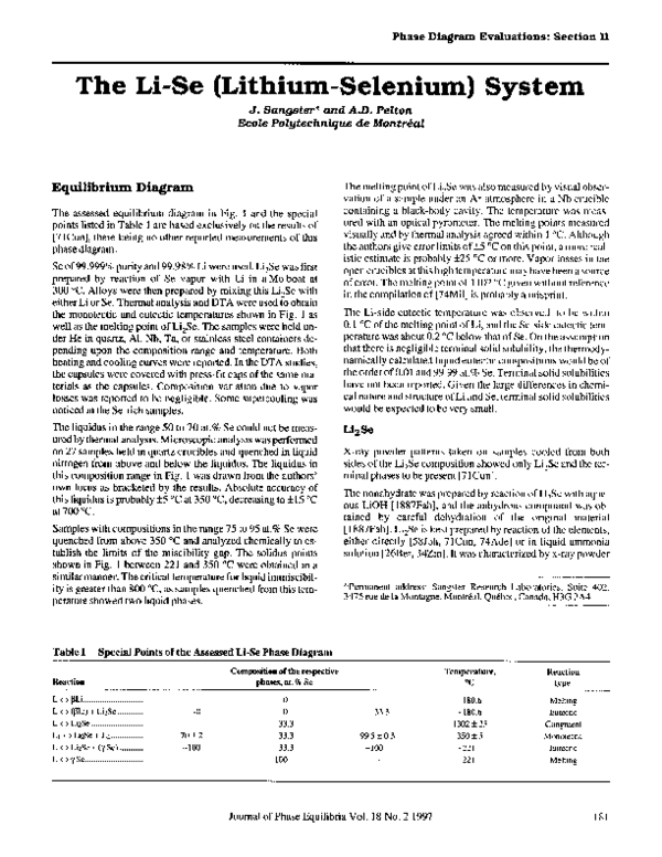 (PDF) The Li-Se (Lithium-Selenium) System