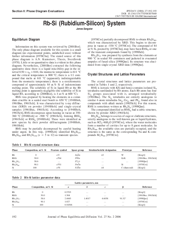 (PDF) Rb−Si (Rubidium-Silicon) system