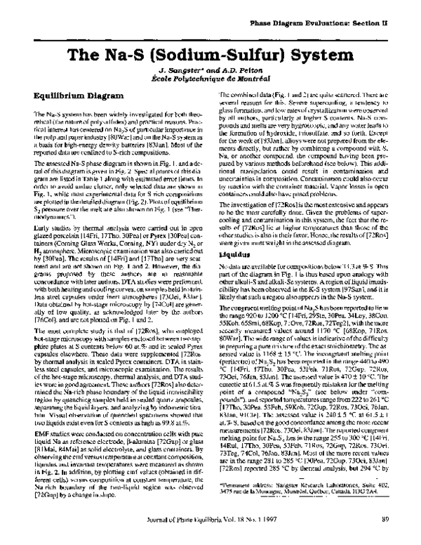 (PDF) The Na-S (Sodium-Sulfur) system