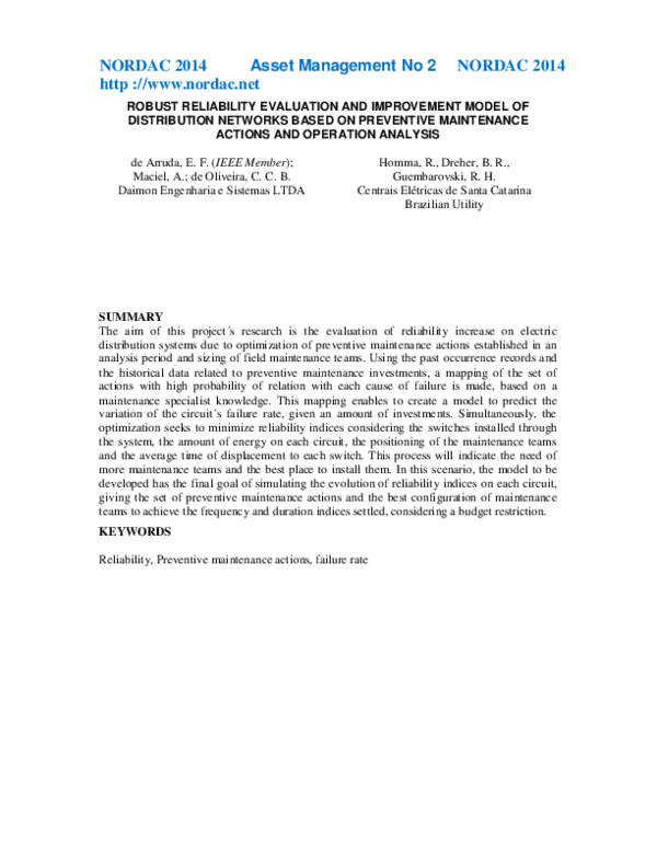 (PDF) Robust Reliability Evaluation and Improvement Model of Distribution Networks Based on ...