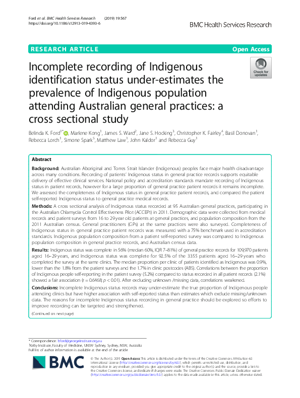 (PDF) Incomplete recording of Indigenous identification status under ...