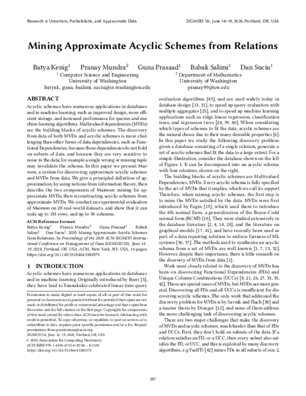 (PDF) Mining Approximate Acyclic Schemes from Relations