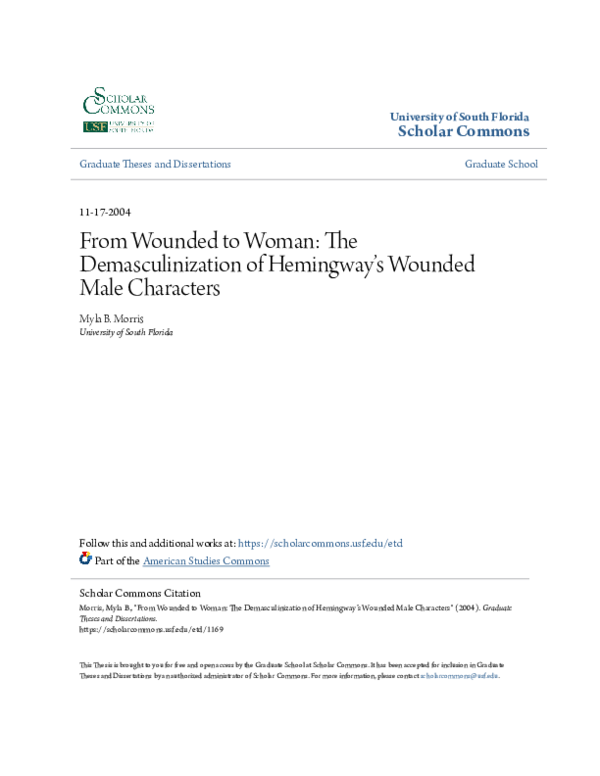 (PDF) From wounded to woman: The demasculinization of Hemingway's ...