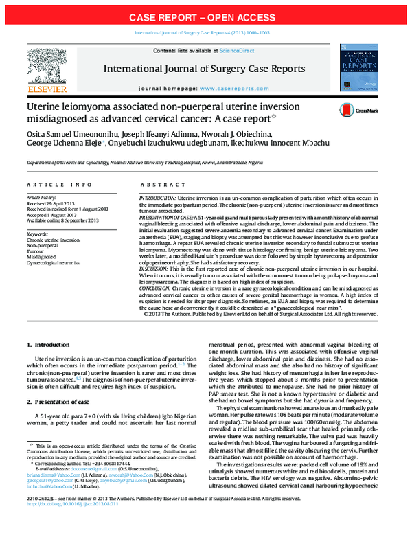 (PDF) Nonpuerperal Uterine Inversion | khushpreet kaur - Academia.edu