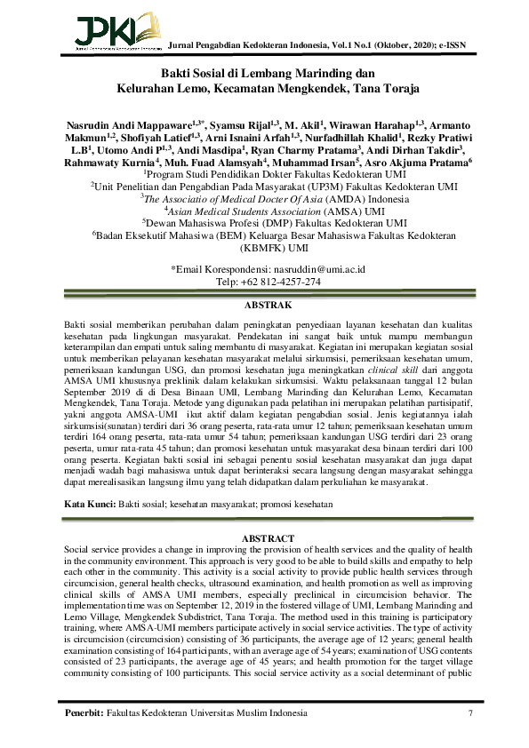 (PDF) Bakti Sosial di Lembang Marinding dan Kelurahan Lemo, Kecamatan ...