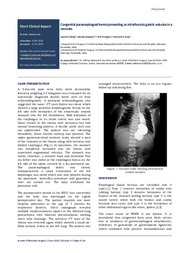 (PDF) Congenital paraesophageal hernia presenting as intrathoracic ...