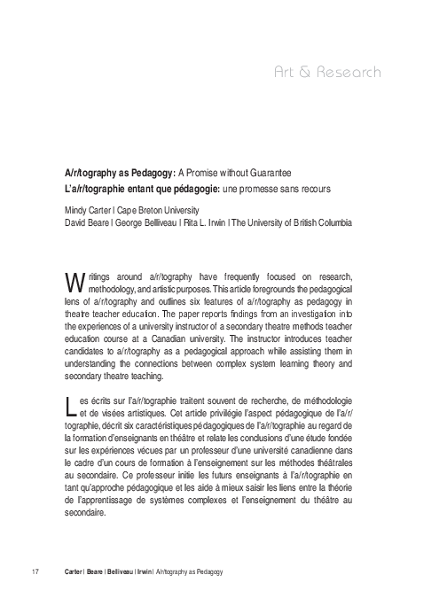 (PDF) A/r/tography as Pedagogy: A Promise without Guarantee