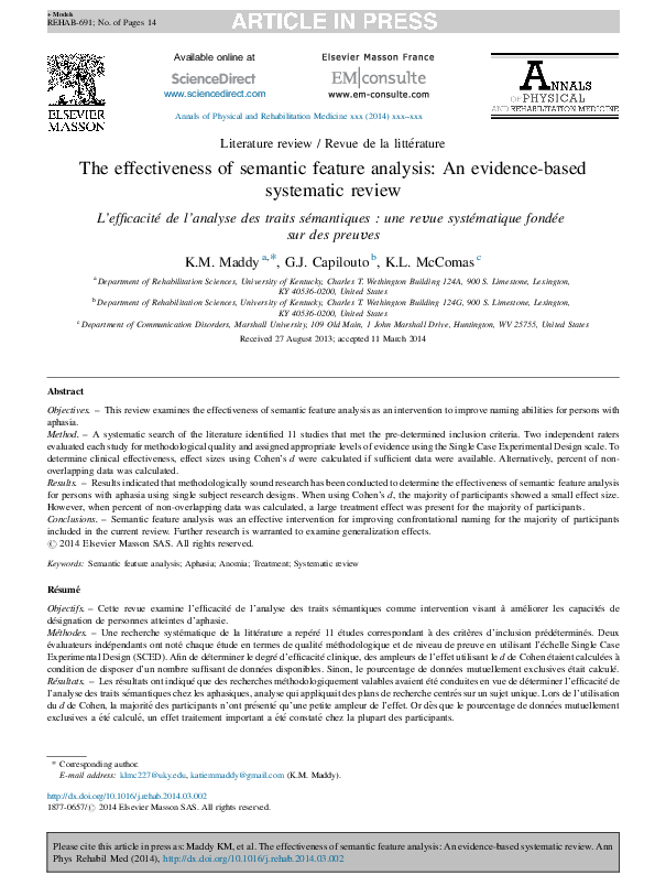 (PDF) The effectiveness of semantic feature analysis: an evidence-based ...